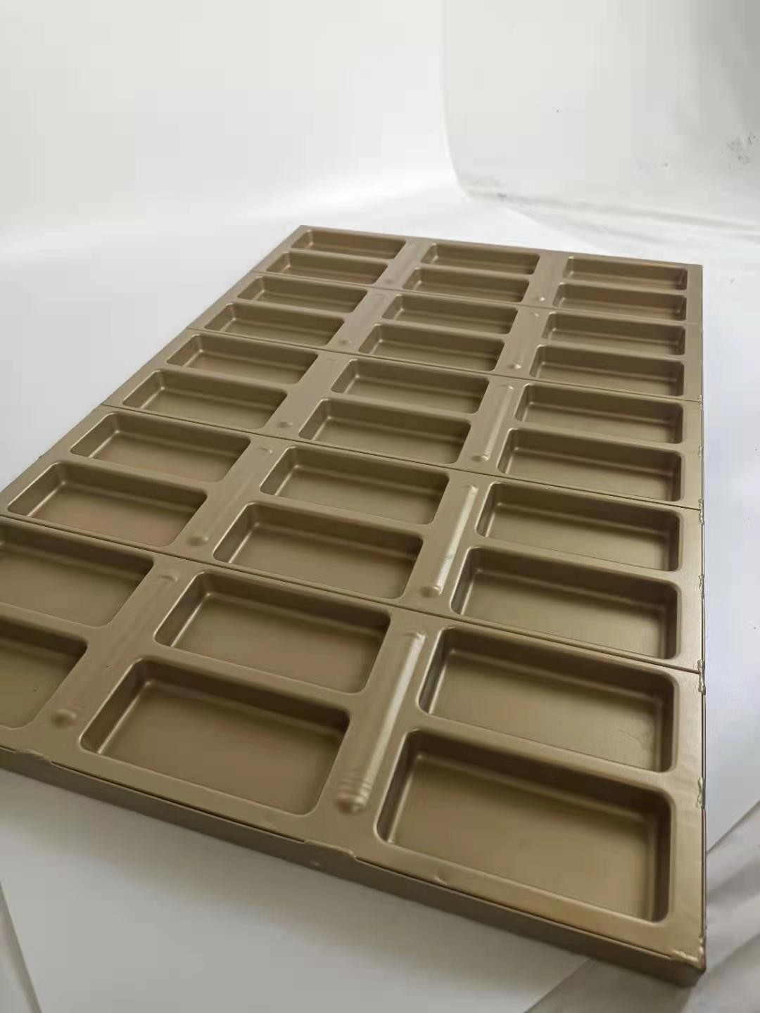 Gloden Color PTFE Coating Rectangle Hot Dog Bread Mold 30 Cavity